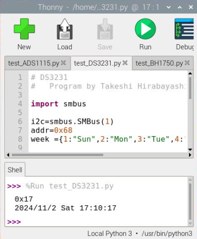 hobbylab.jp 部品 センサー他 DS3231 Use_Python_RaspberryPi